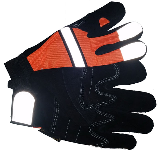 Hi-Vis Split DOUBLE PALM Cowhide Multi-Task Gloves