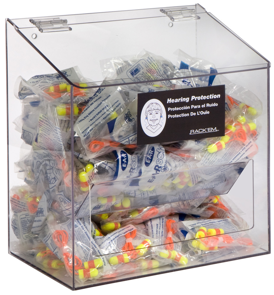 300-Pair Foam Ear Plug Dispenser w/ lid Clear | Buy Online at T.A.S.C.O.