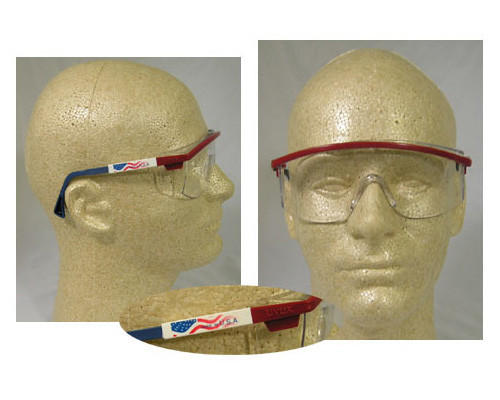 Uvex Astro 3000 Safety Glasses Red/White/Blue Frame w/ Clear Lens