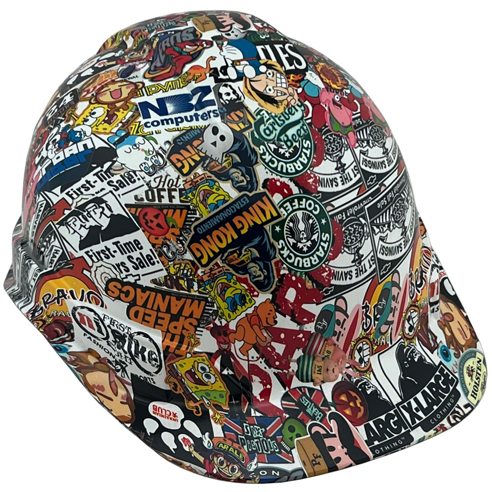 Sticker Bomb 4 Design Hydro Dipped Cap Style Hard Hat | Buy Online at T ...