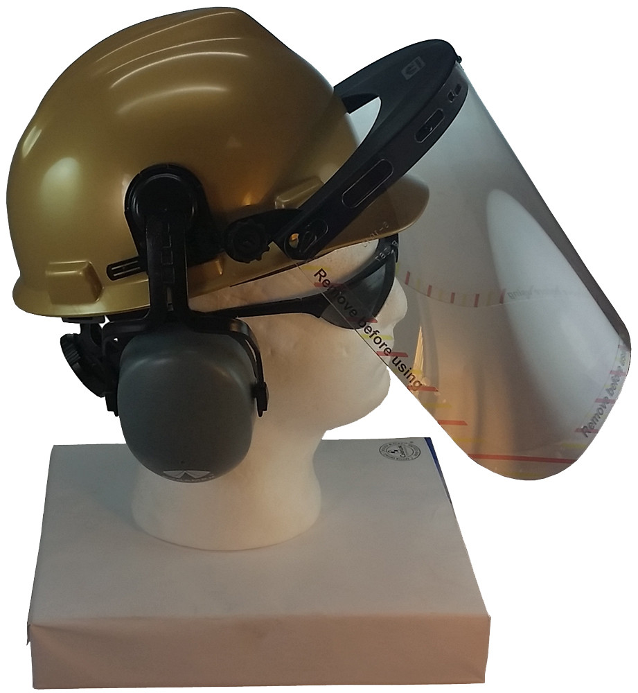MSA V-Gard Cap Style hard hat with Clear Faceshield, Hard Hat ...