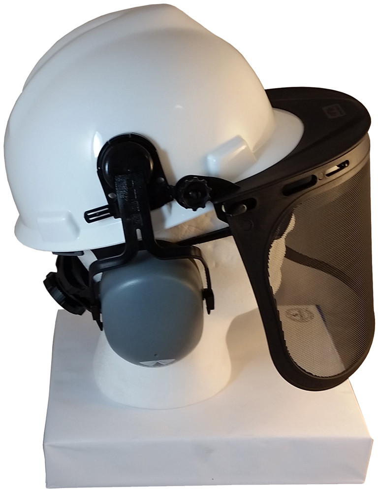MSA V-Gard Cap Style hard hat with Faceshield, Hard Hat Attachment, and ...