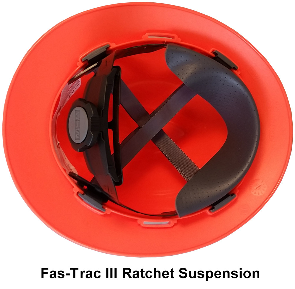 MSA Full Brim Hi Viz Orange Hard Hat with Earmuff Attachment | Buy ...