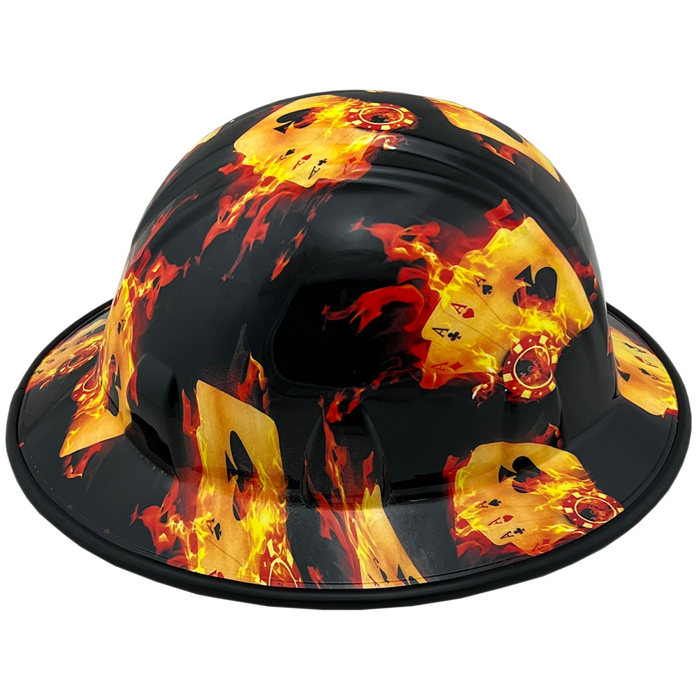 Flaming Aces Design Full Brim Hydro Dipped Hard Hats | Buy Online at T ...