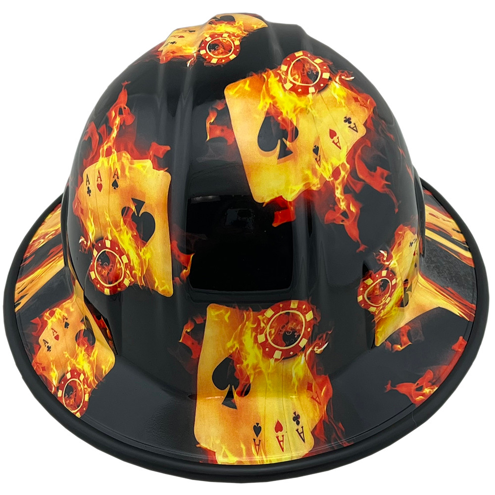 Flaming Aces Design Full Brim Hydro Dipped Hard Hats | Buy Online at T ...