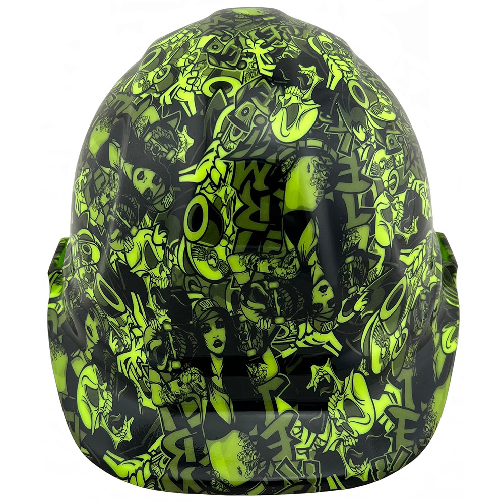 Skater Girl Neon Green Design Cap Style Hydro Dipped Hard Hats | Buy ...
