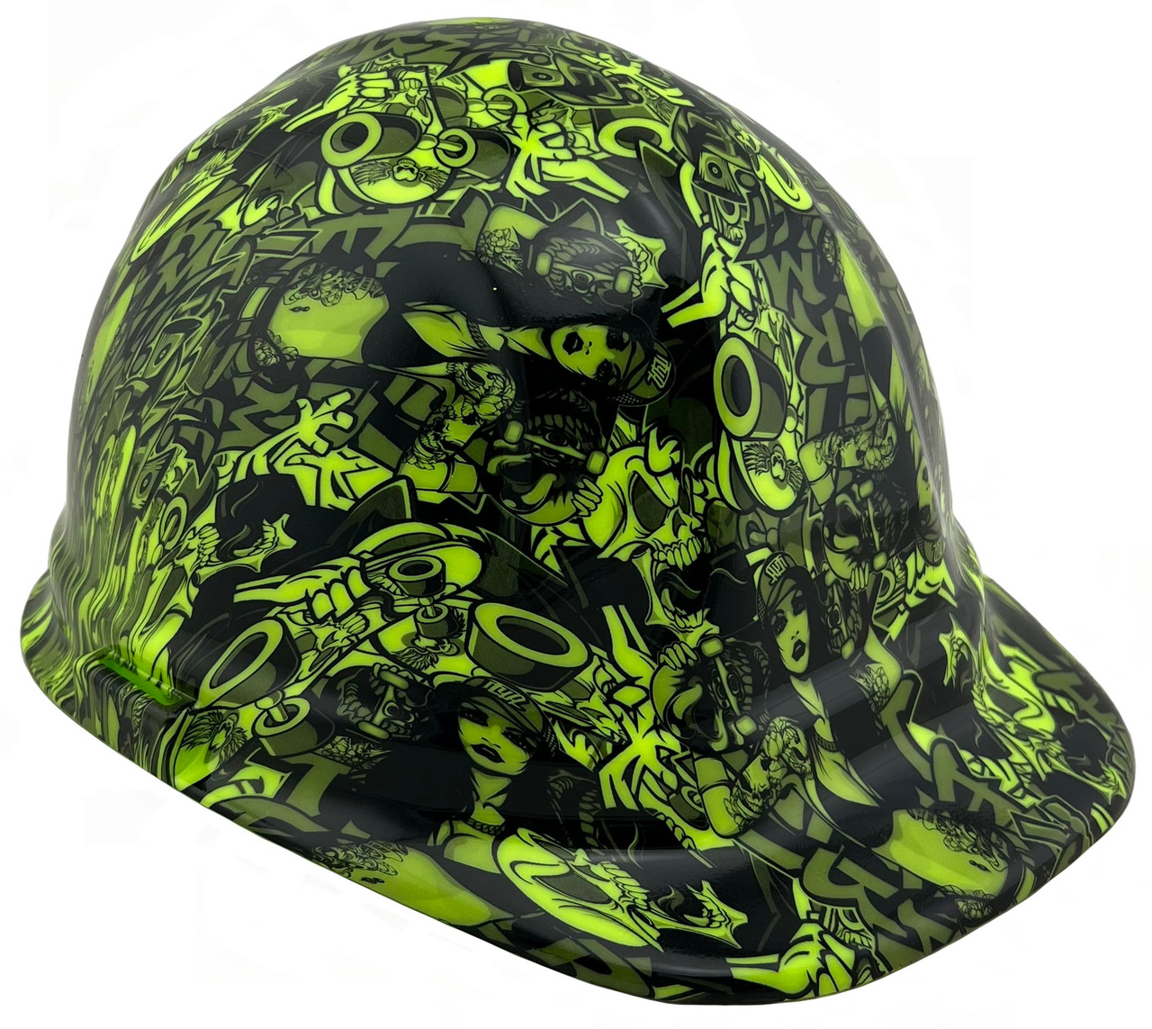 Skater Girl Neon Green Design Cap Style Hydro Dipped Hard Hats | Buy ...
