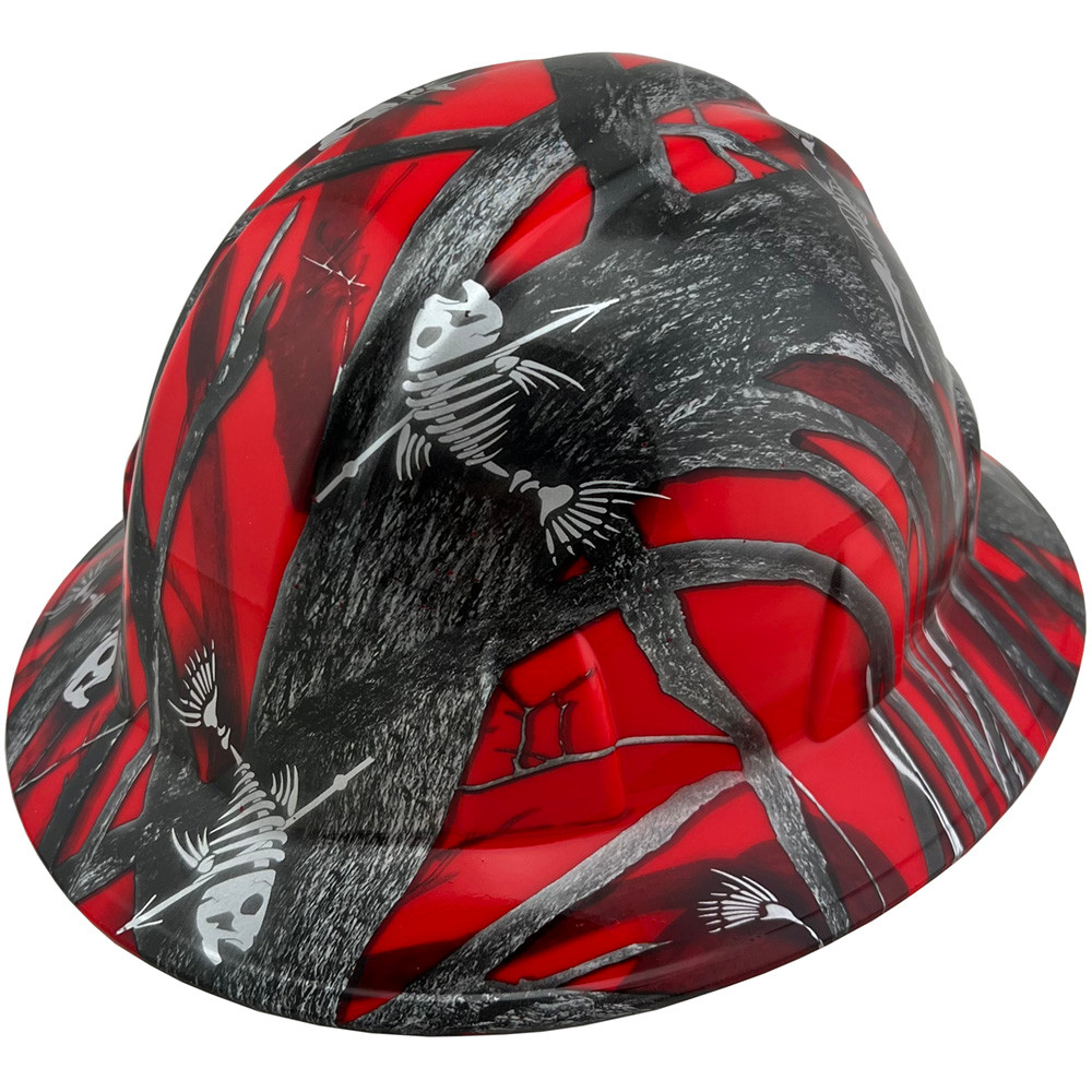 Red Skelly Fish Design Full Brim Hydro Dipped Hard Hats | Buy Online at ...