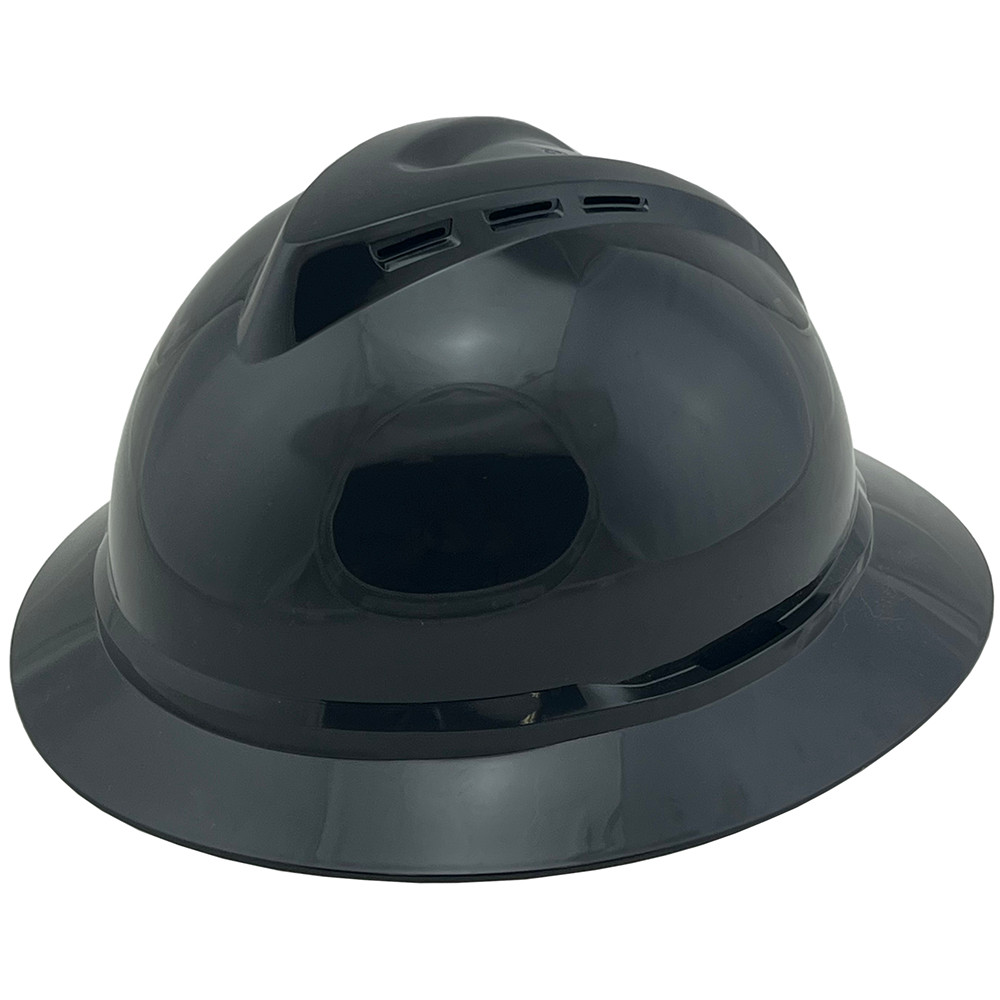 MSA Advance Full Brim Vented Hard hat with 6 point Ratchet Suspension Black