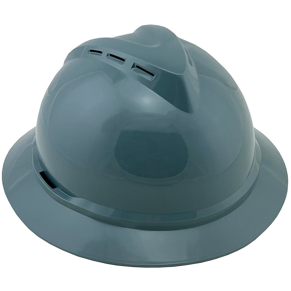 MSA Advance Full Brim Vented Hard Hats with Ratchet Suspensions Gray