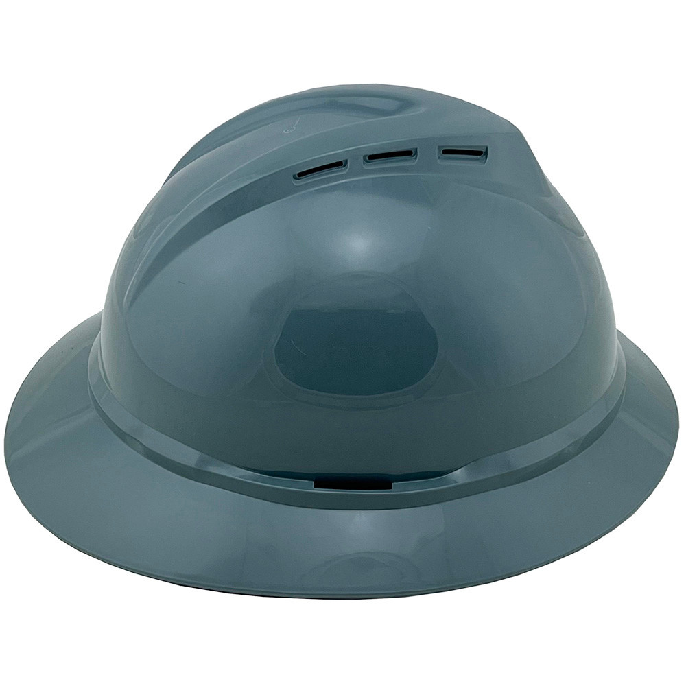 MSA Advance Full Brim Vented Hard Hats with Ratchet Suspensions Gray