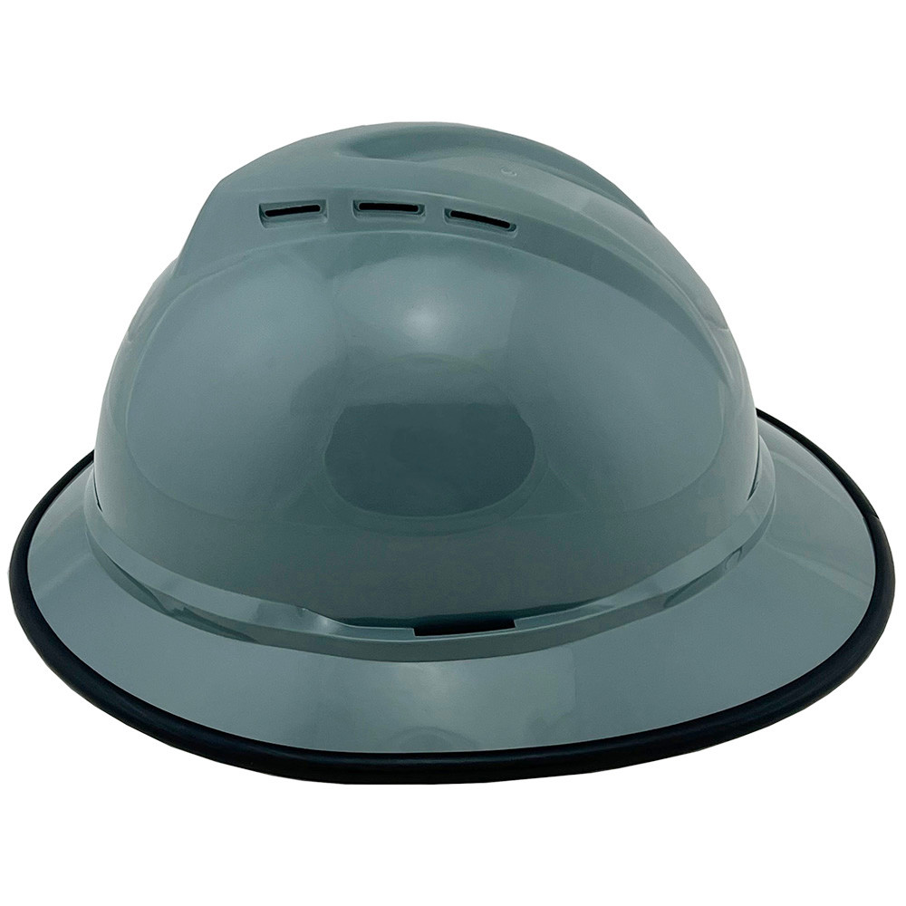 MSA Advance Full Brim Vented Hard hat with 6 point Ratchet Suspension Gray