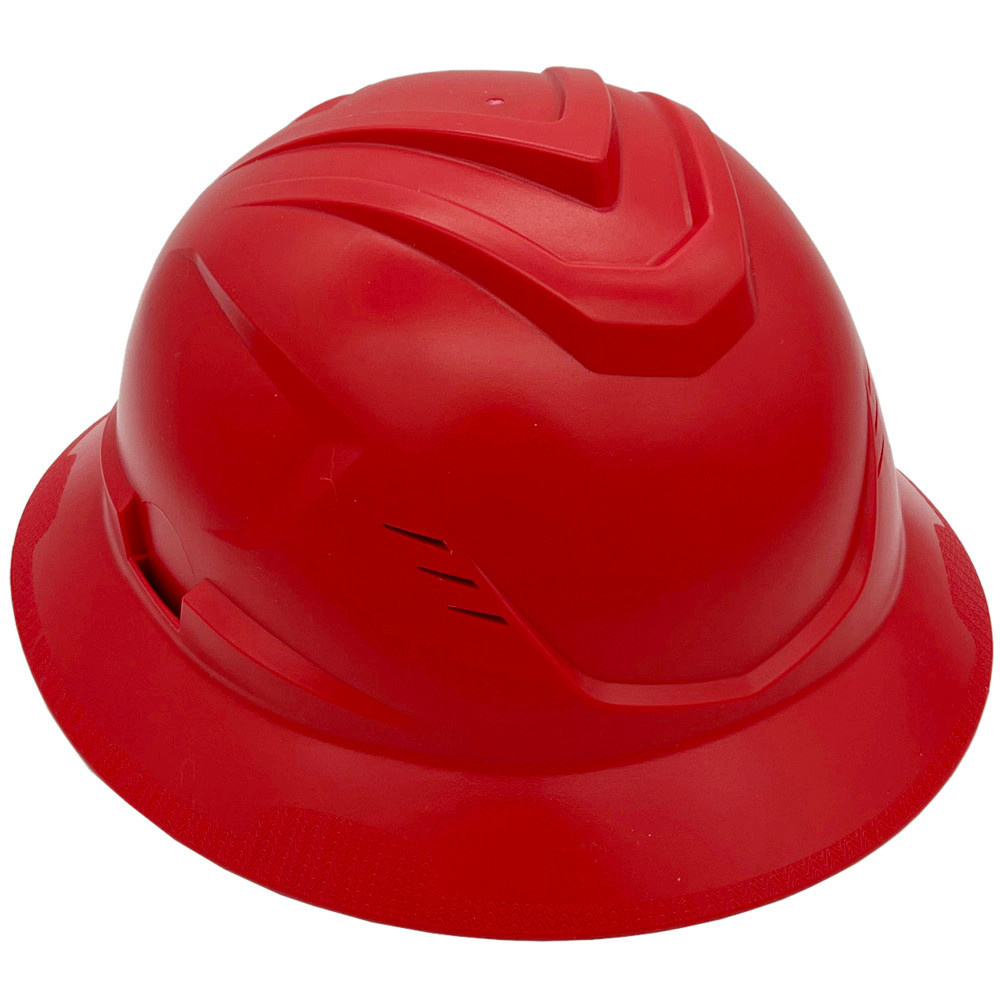 MSA Full Brim C1 Vented Hard Hats with 4 Point Ratchet Suspensions Red