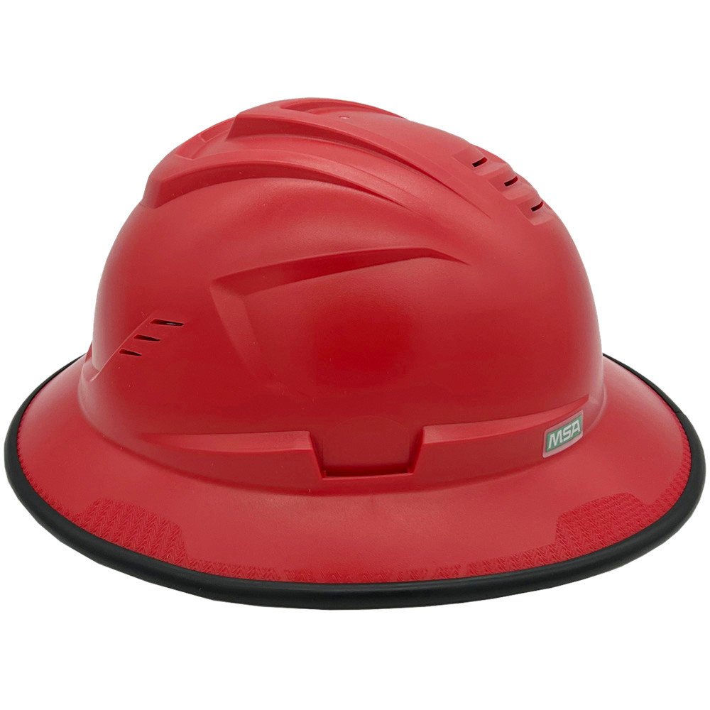 MSA Full Brim C1 Vented Hard Hats with 4 Point Ratchet Suspensions Red