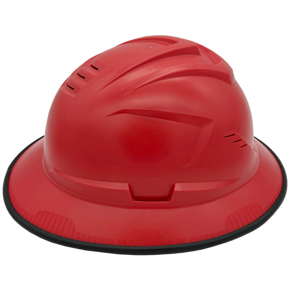 MSA Full Brim C1 Vented Hard Hats with 4 Point Ratchet Suspensions Red