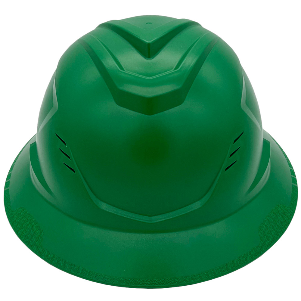 MSA Full Brim C1 Vented Hard Hats with 4 Point Ratchet Suspensions Green