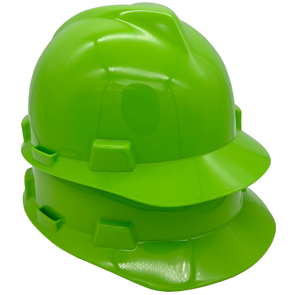 MSA Cap Style Large Jumbo Hard Hats with Fas-Trac Suspensions Hi Viz Lime