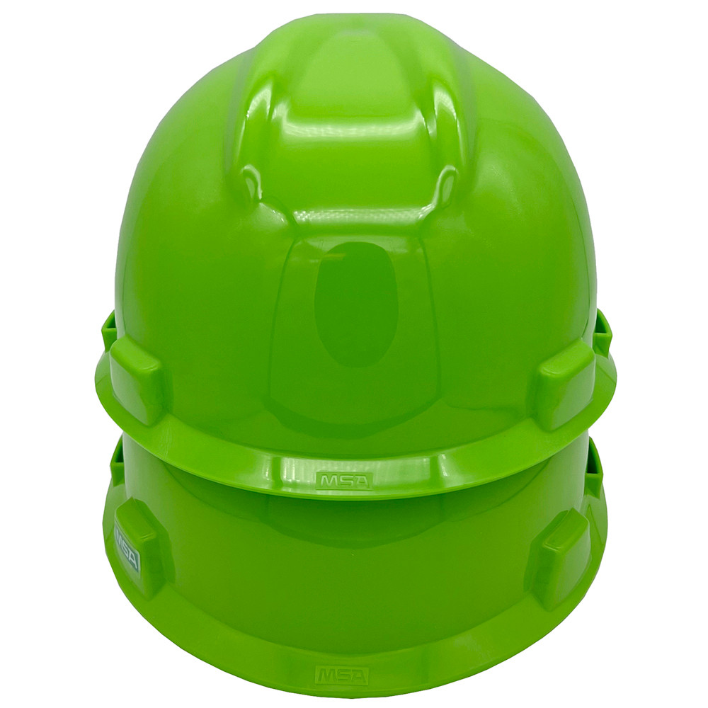 MSA Cap Style Large Jumbo Hard Hats with Fas-Trac Suspensions Hi Viz Lime