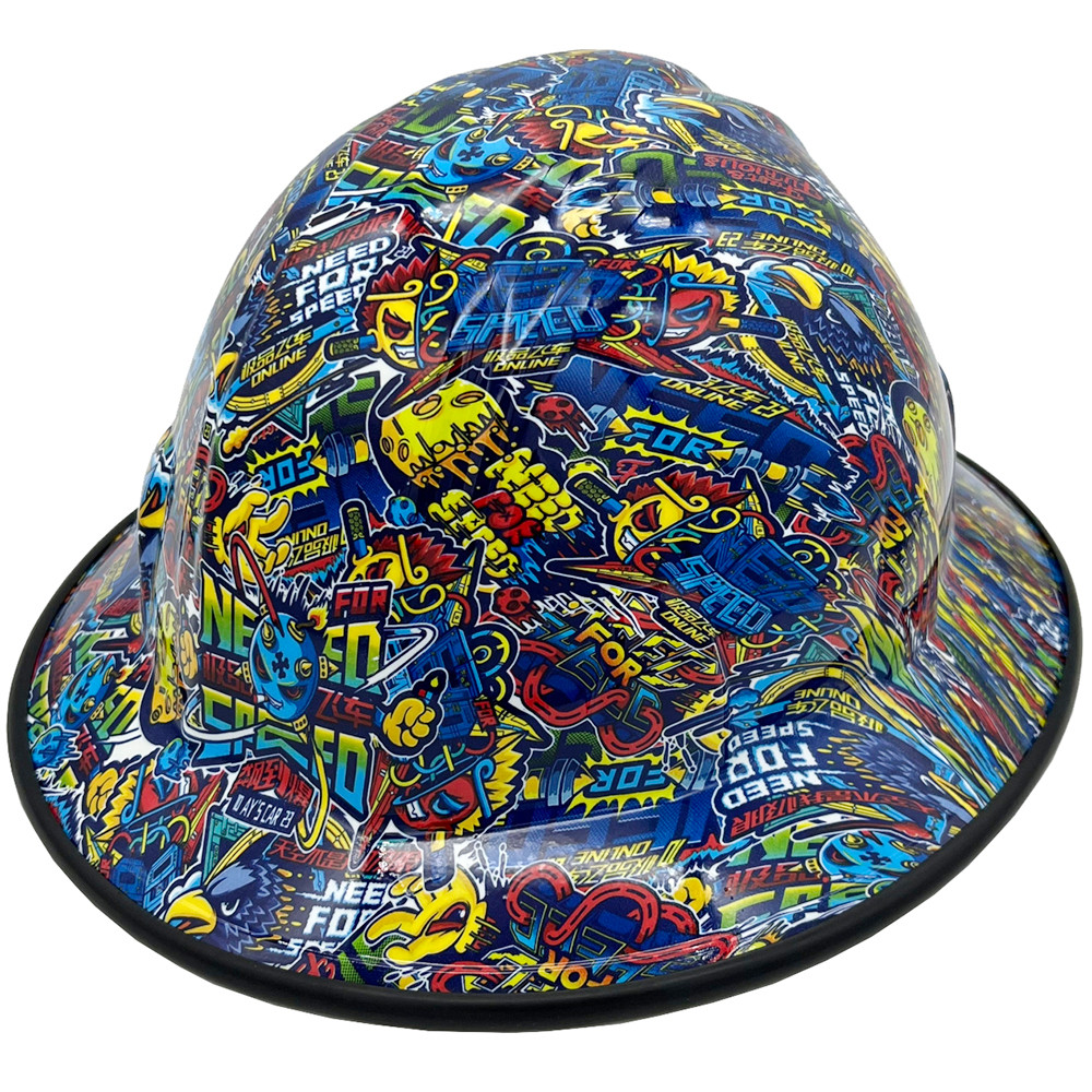 Sticker Bomb 30 Design Full Brim Hydro Dipped Hard Hats | Buy Online at ...