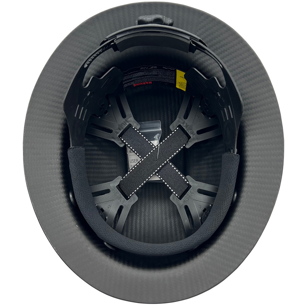 Dynamic Wolfjaw Full Brim Carbon Fiber Hard Hat with 8 Point Ratchet Suspension - Shiny Black