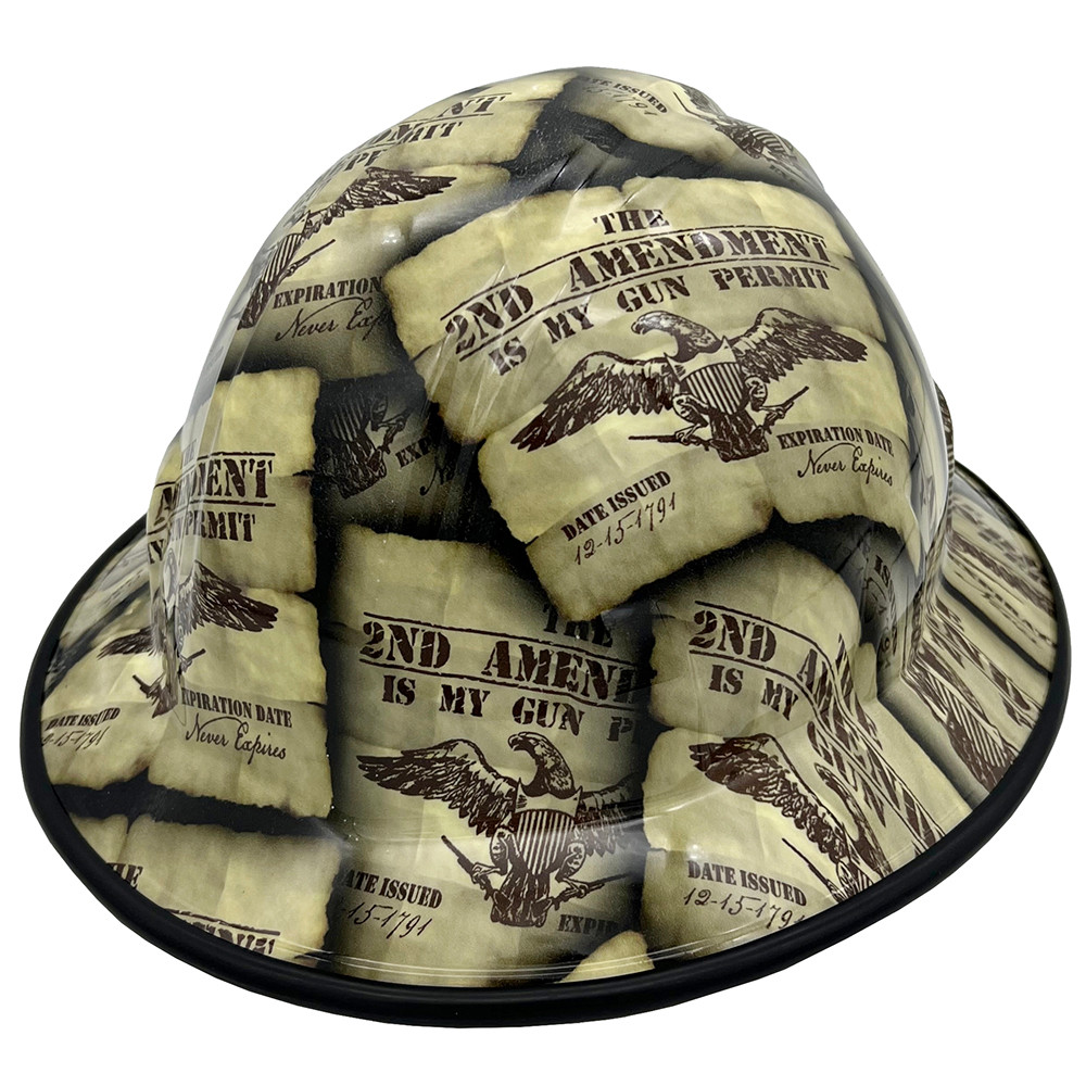 Gun Permit Design Full Brim Hydro‑Dipped Hard Hat | Tasco-Safety.com
