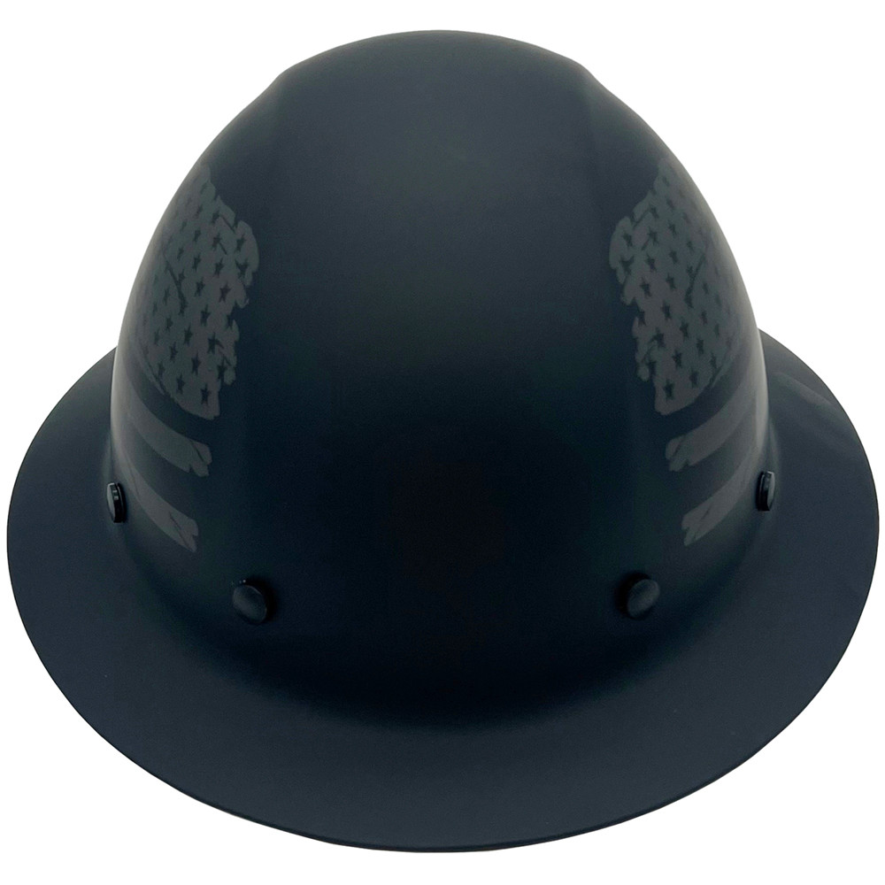 Dynamic Wolfjaw Full Brim Fiberglass Hard Hat - Matte Black Covert Flag ...