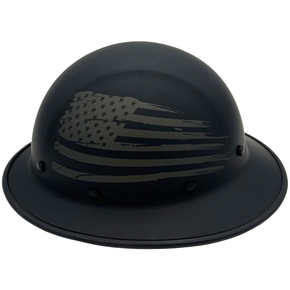Dynamic Wolfjaw Full Brim Fiberglass Hard Hat - Matte Black Covert Flag ...