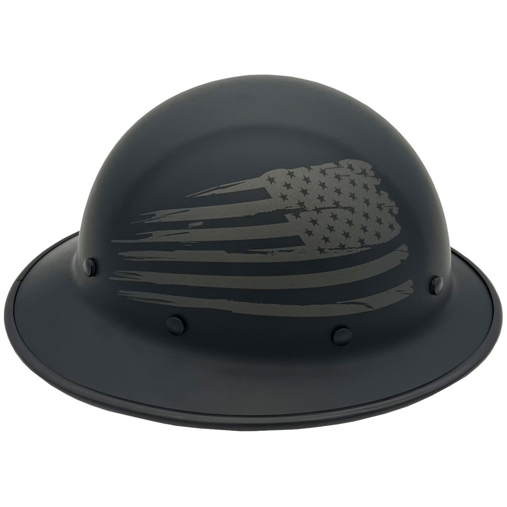 Dynamic Wolfjaw Full Brim Fiberglass Hard Hat - Matte Black Covert Flag ...