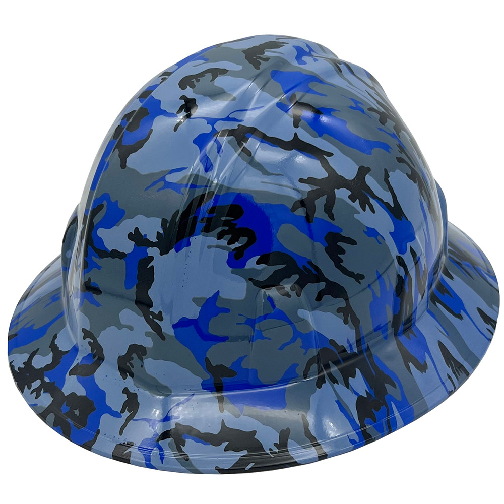 Blue Camo Design Full Brim Hydro Dipped Hard Hats | Buy Online at T.A.S ...
