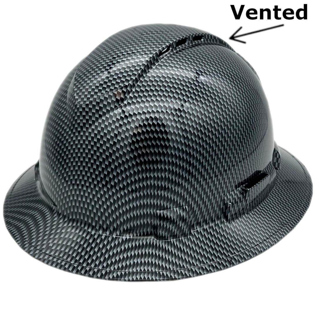 Carbon Fiber Design Hydro Dipped Full Brim Vented Hard Hat | Buy Online ...