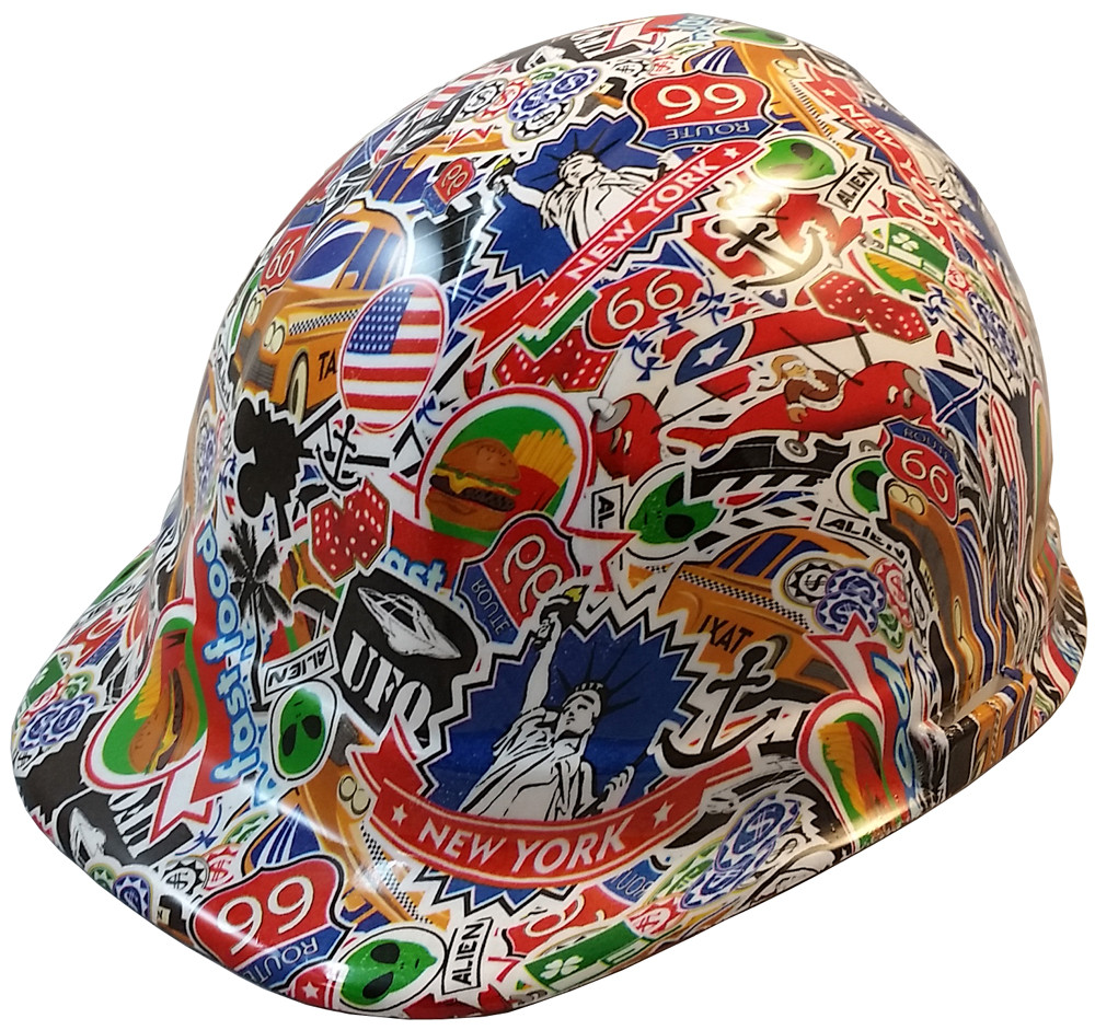 Hydro Dipped Hard Hats Sticker Bomb Small Size Hard Hat