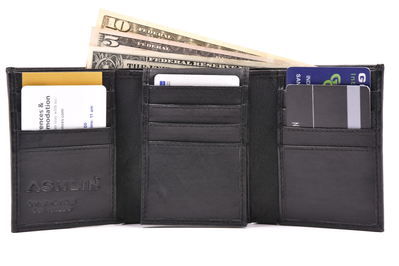 Ashlin® DESIGNER | MADDOX Trifold wallet 16 slots | Leather | [6447-07 ...