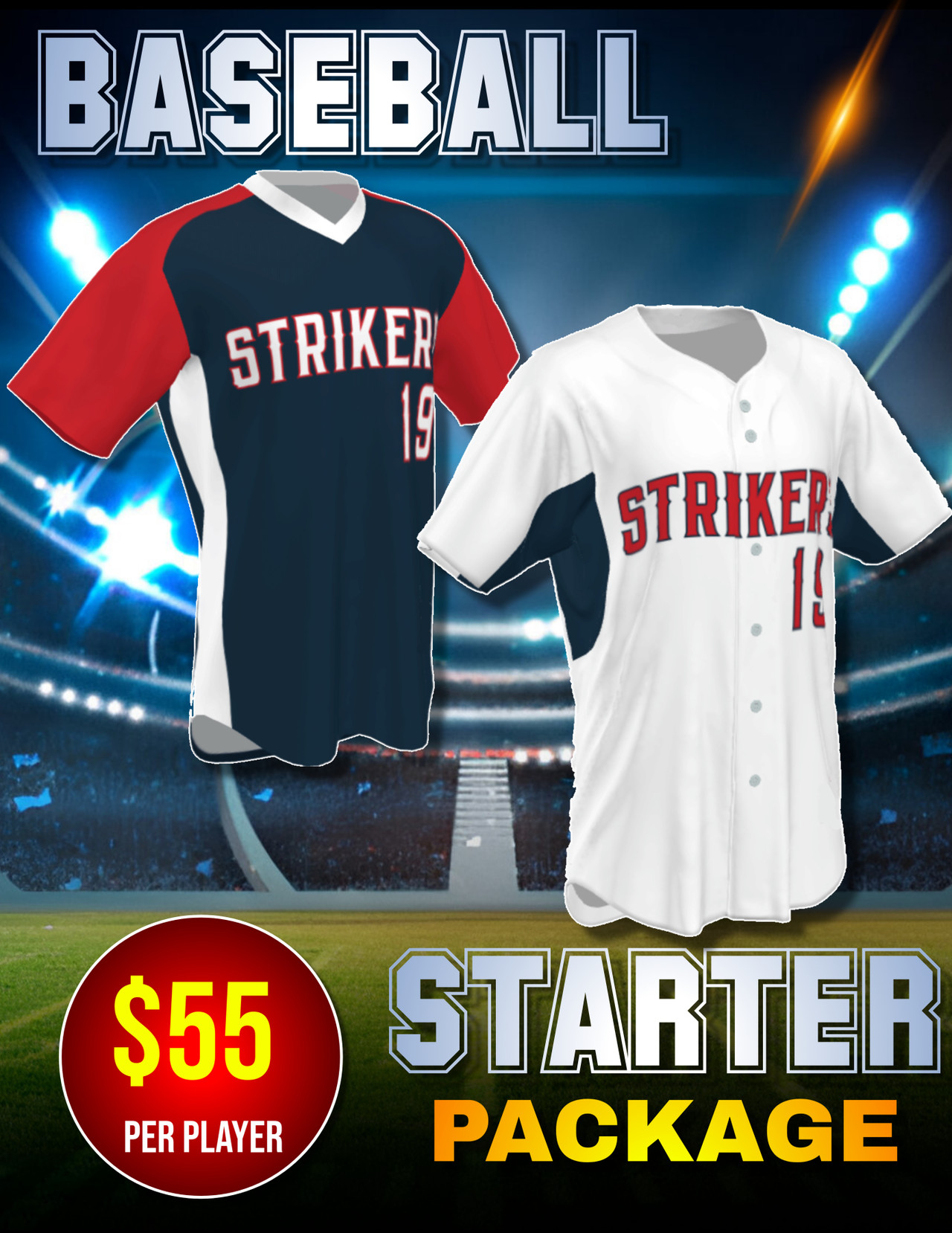 Baseball - Package Deals - Starter Package $55 - All Sports Uniforms