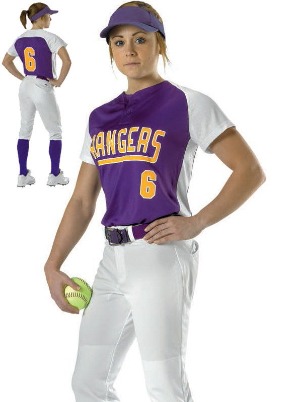 Womens/Girls "Pop Up" Two-Button Softball Uniform Set - All Sports Uniforms