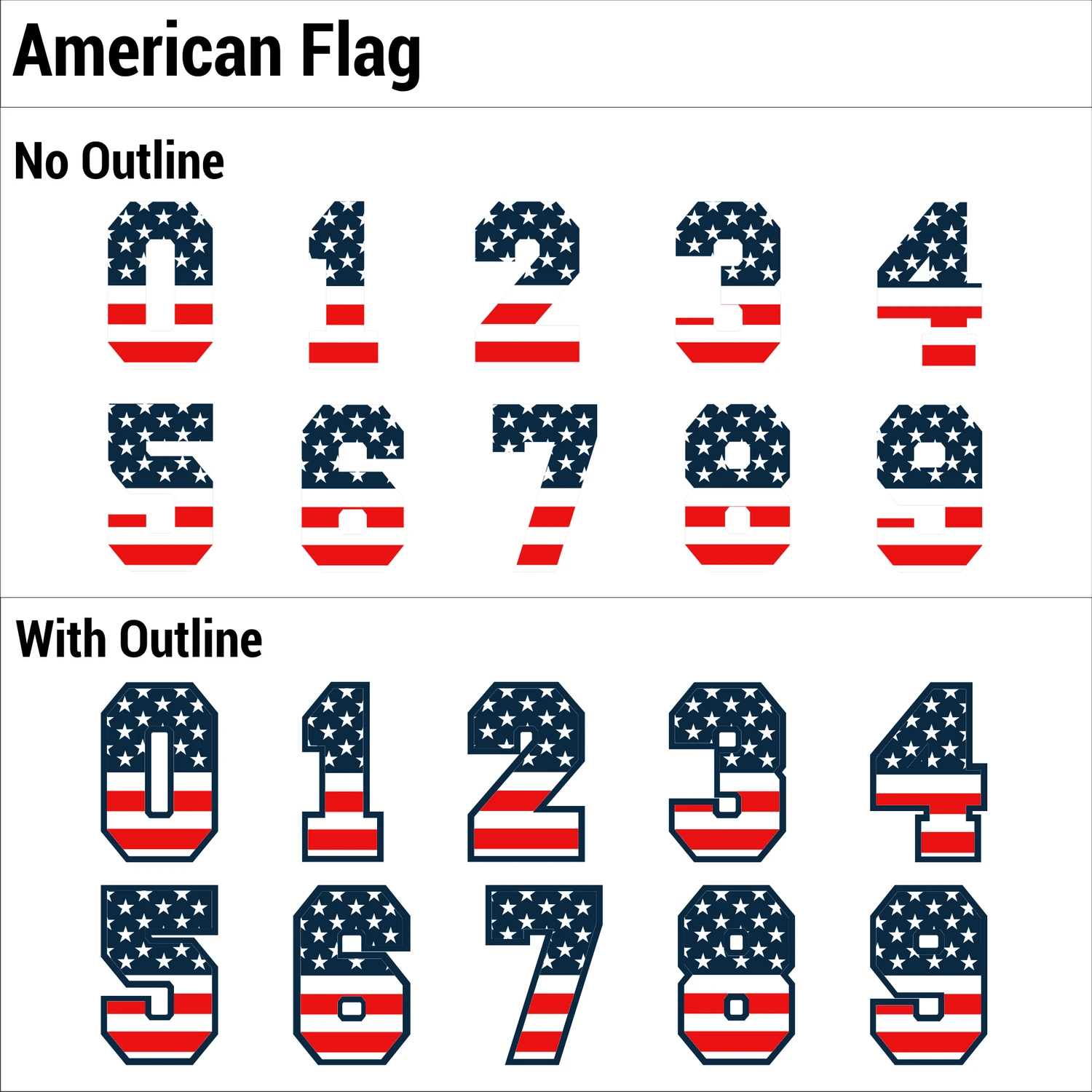 American Flag Numbers - All Sports Uniforms