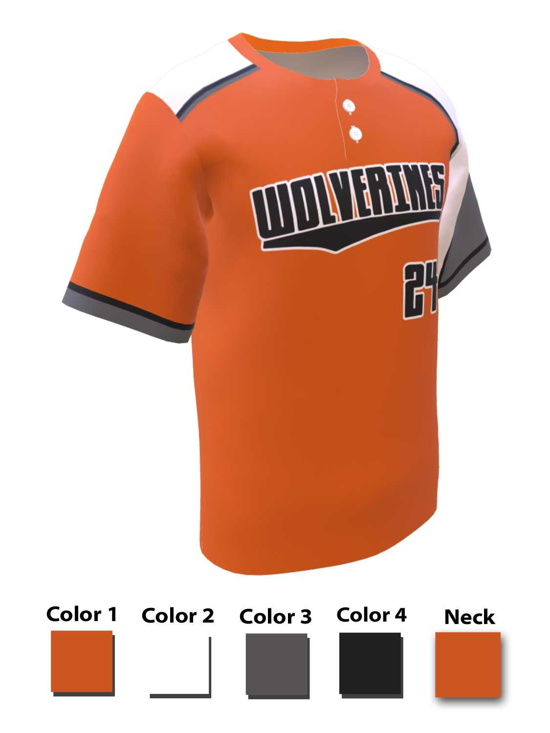 Control Series - "Wolverine" Custom Sublimated 2 Button Baseball Jersey