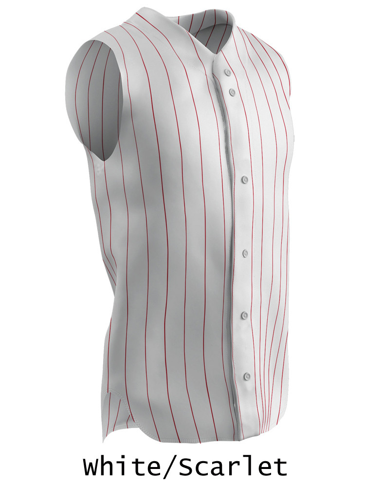 Adult/Youth "Sleeveless Yankee Pinstripe" Button Front Baseball Uniform ...