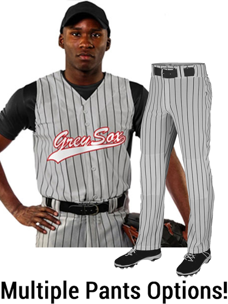 Adult/Youth "Sleeveless Yankee Pinstripe" Button Front Baseball Uniform ...