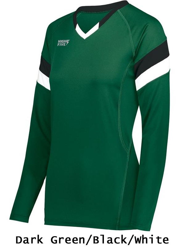 Womens/Girls "Long Sleeve Pepper" Volleyball Uniform Set with Tight Fit ...