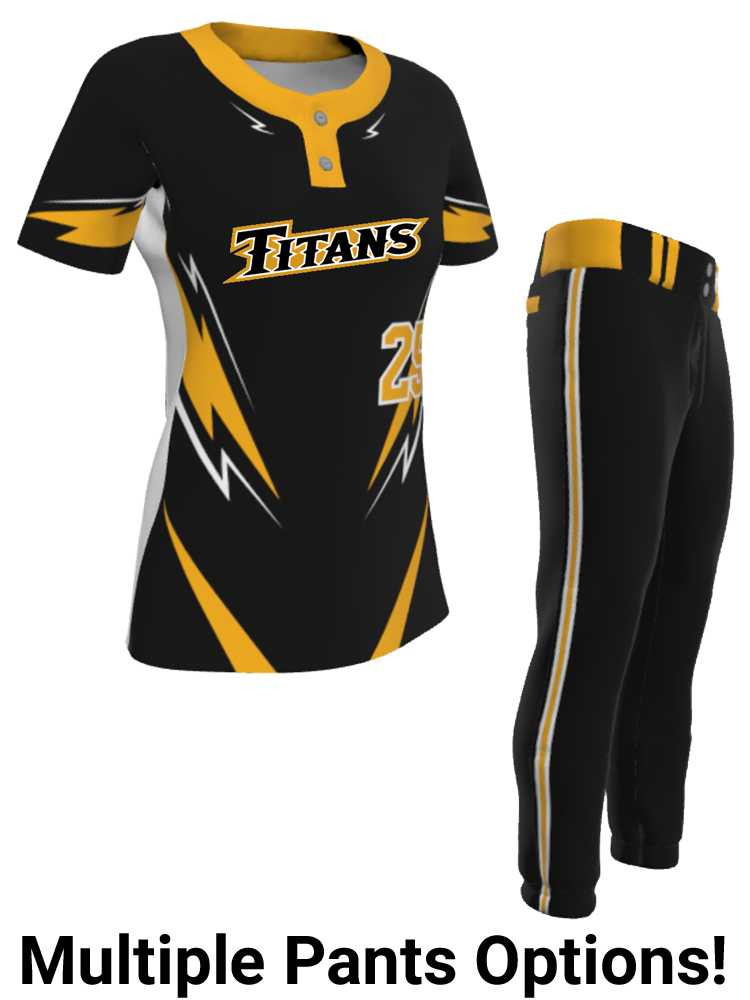 2 Button Softball Jerseys | Sublimated Softball Sets