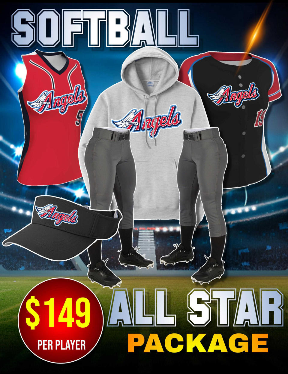 Softball - Custom Sublimated Uniforms - Package Deals - All Sports Uniforms
