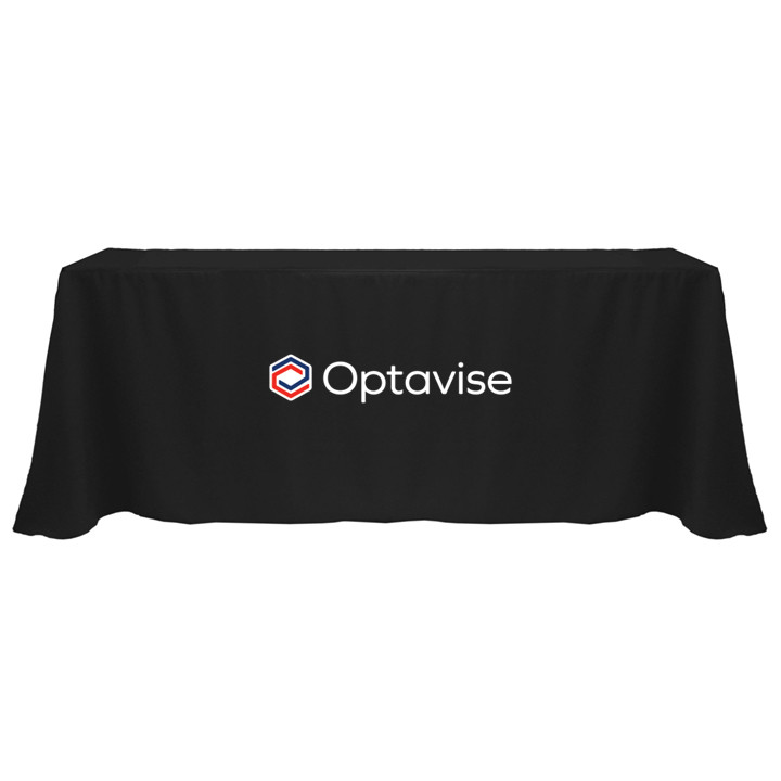 4-sided Closed Back Optavise BLACK 6-Foot Tablecloth - Custom Banner Lab