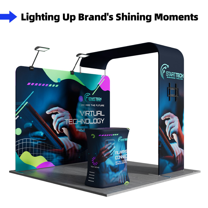 Affordable 10x10 Trade Show Booth Kit with TV Mount & LED Lights