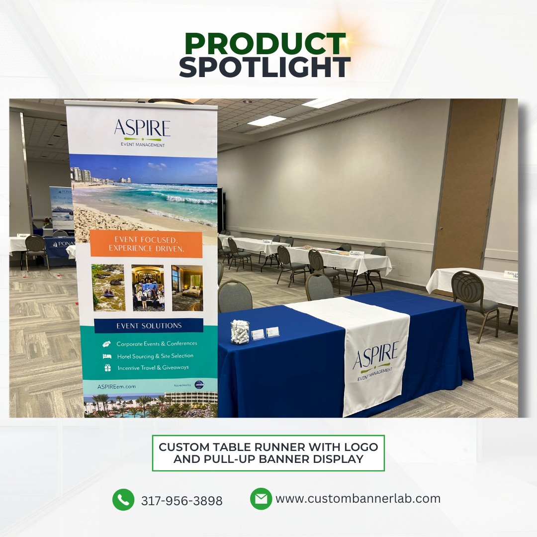 Case Study: Custom Banner Lab's Project for ASPIRE Event Management - Custom Table Runner with ...