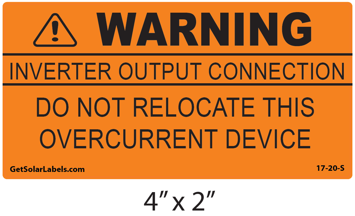 17-20 Warning Inverter Output Connection - Get Solar Labels