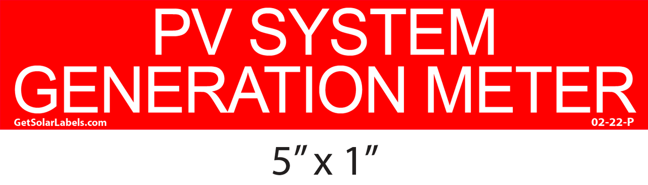 PV System Generation Meter Placard | Get Solar Labels