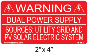 11-01 Warning Dual Power Supply - Get Solar Labels