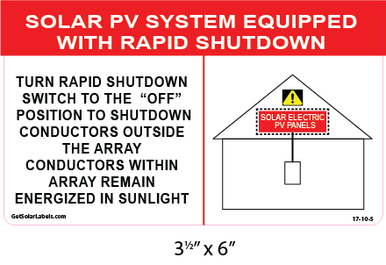17-10 Solar PV Equipped With Rapid Shutdown (CONDUCTORS) - Get Solar Labels