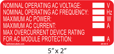 20-03 Nominal Operating AC Voltage - Get Solar Labels