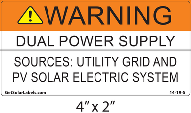 14-19 Warning Dual Power Supply - Get Solar Labels